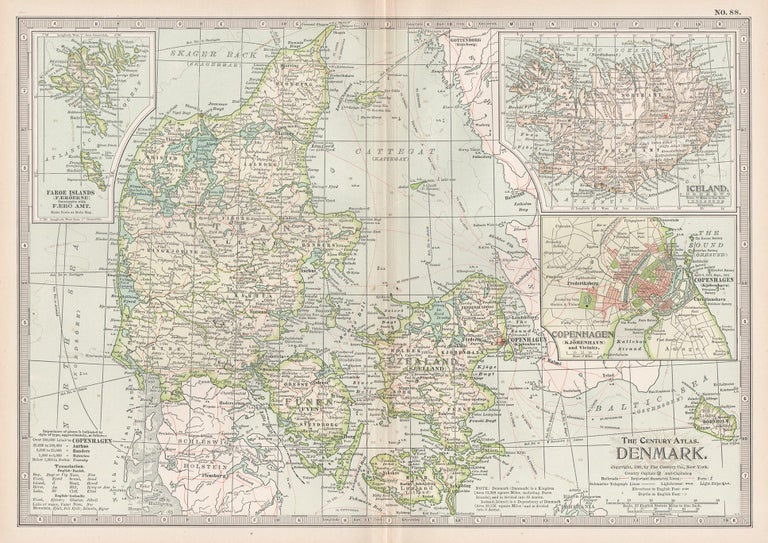 Unknown - Denmark. Century Atlas antique vintage map For Sale at 1stDibs
