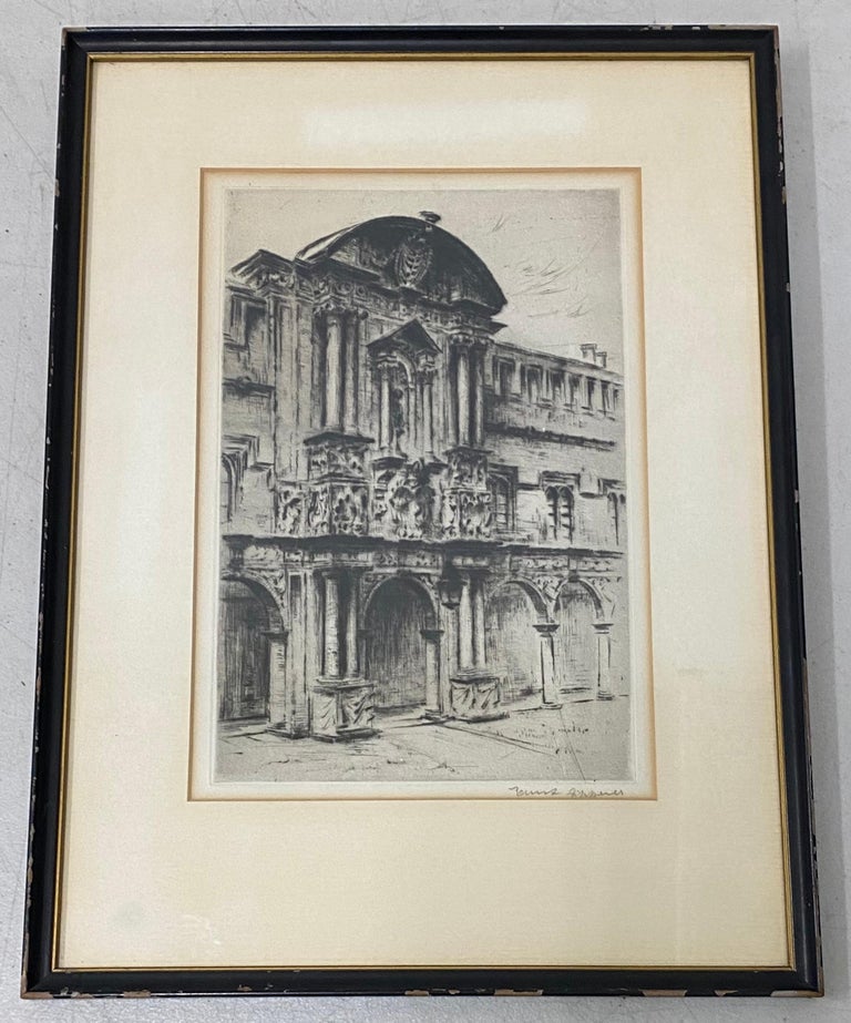 Unknown - Early 20th Century European Architecture Drypoint Etching c ...
