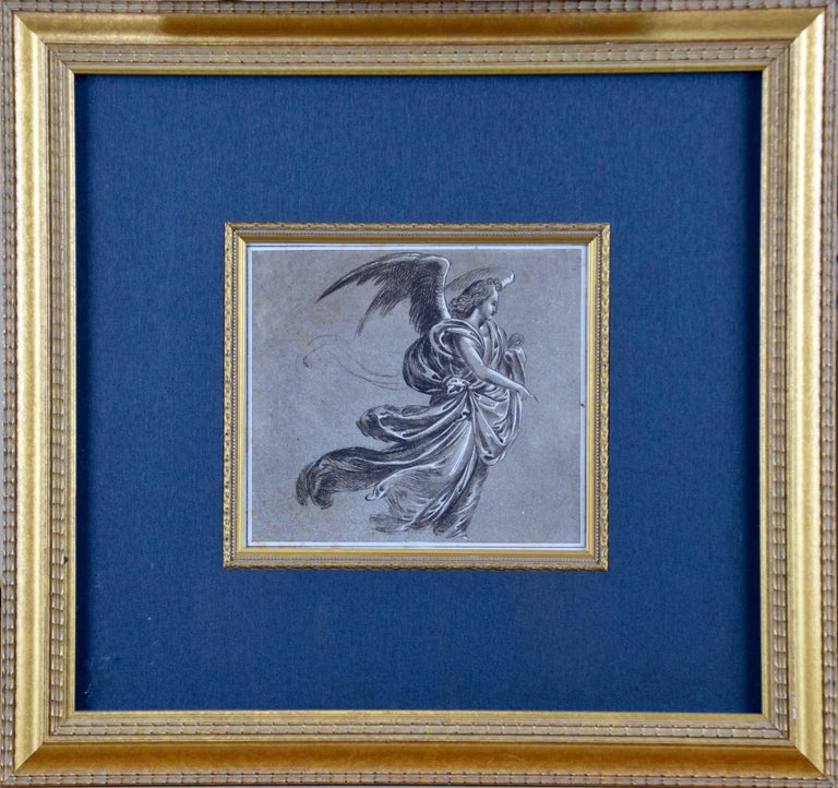 Unknown - Engraving of an Angel on the Move with Wings and Flowing ...