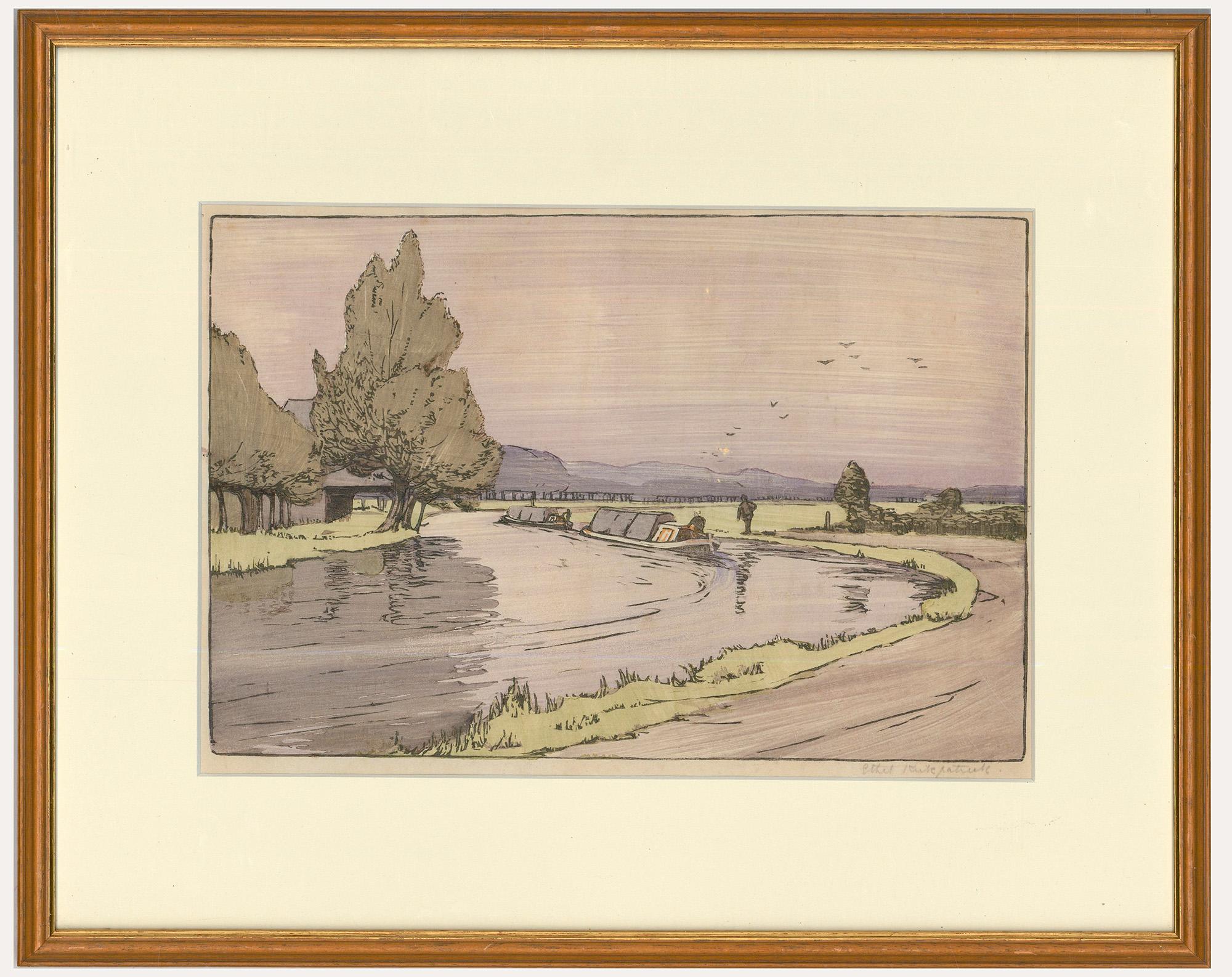 Unknown - Ethel Kirkpatrick (1869-1966) - Xilografía enmarcada de principios del siglo XX ...