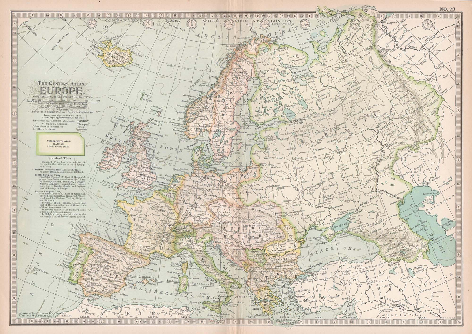 Unknown - Europe. Century Atlas antique vintage map For Sale at 1stDibs