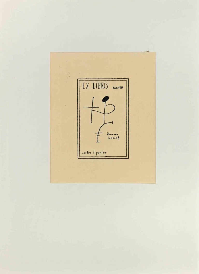 Unknown - Ex Libris - Ibuena Caza! Carlos F Porter - Woodcut - 1949 For ...