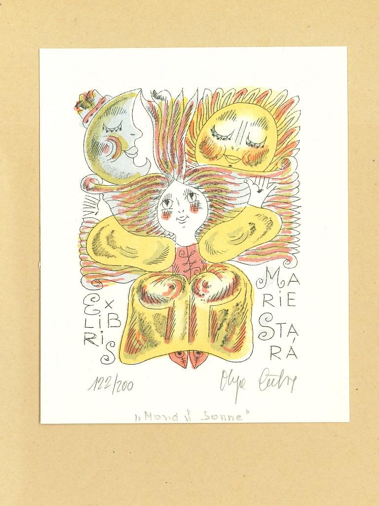 Unknown - Ex Libris Marie Stra - Original Water-colored Lithograph ...