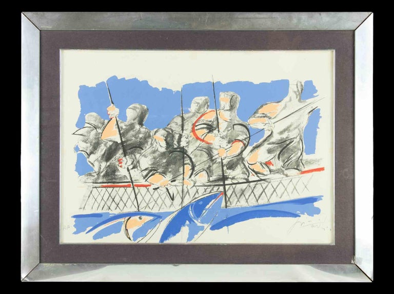Unknown - Fishermen - Original Lithograph -20th Century at 1stDibs