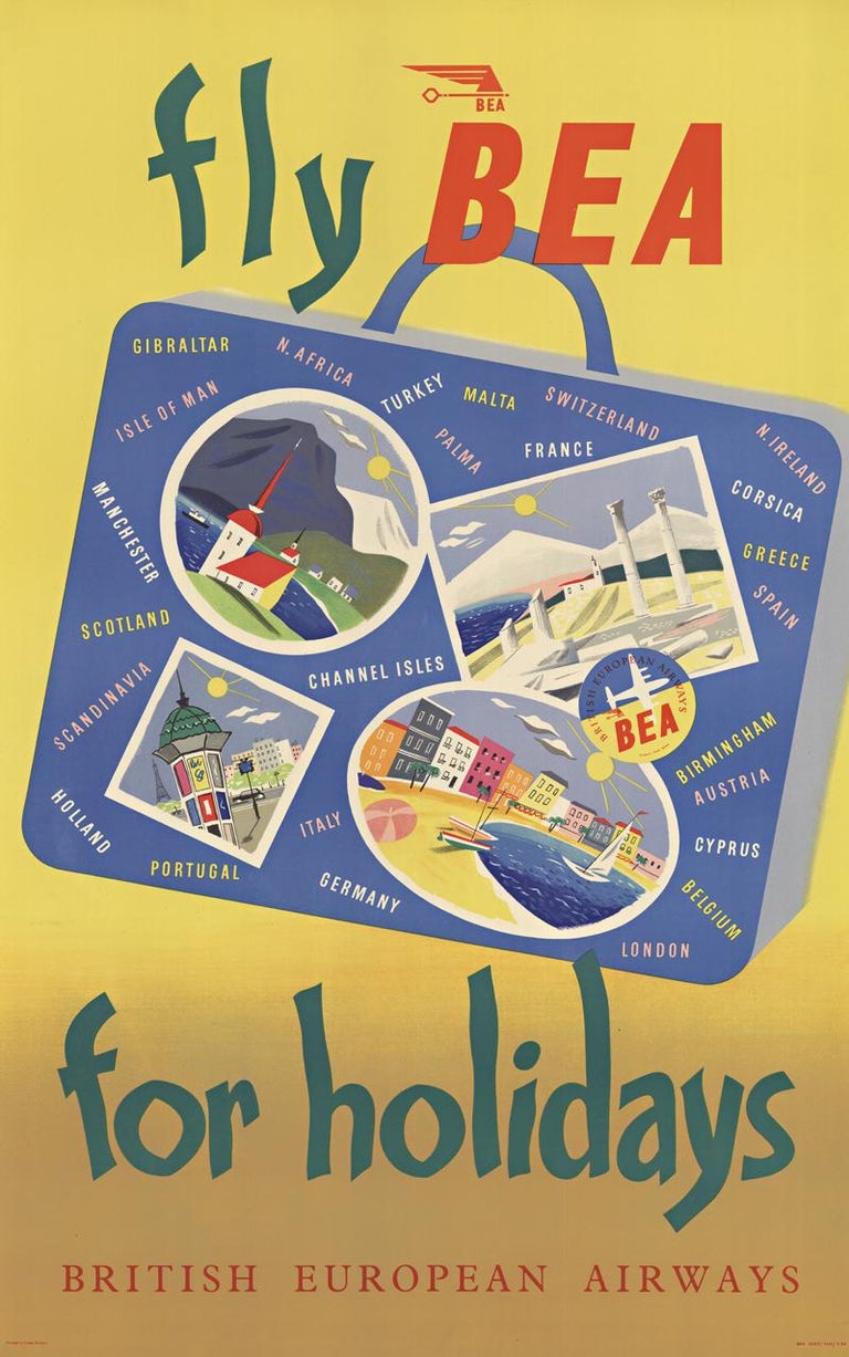 Unknown - Fly BEA for holidays original original vintage travel poster ...