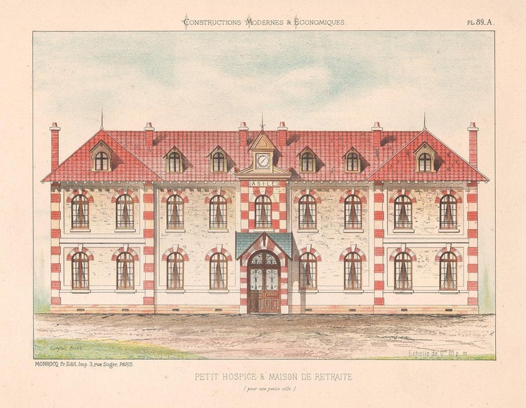 Unknown - French architecture house design lithograph, late 19th ...