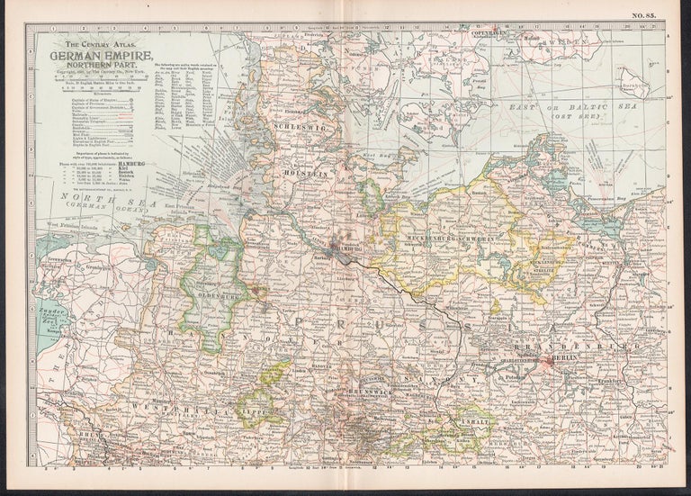 Unknown - German Empire, Northern Part. Century Atlas antique vintage map For Sale at 1stDibs