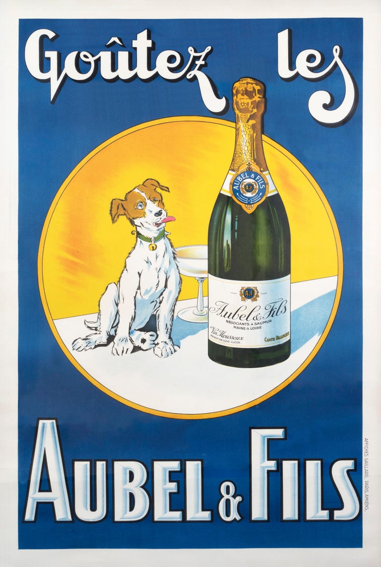 Unknown - "Goutez les Aubel and Fils" French Art Deco Dog Champagne ...
