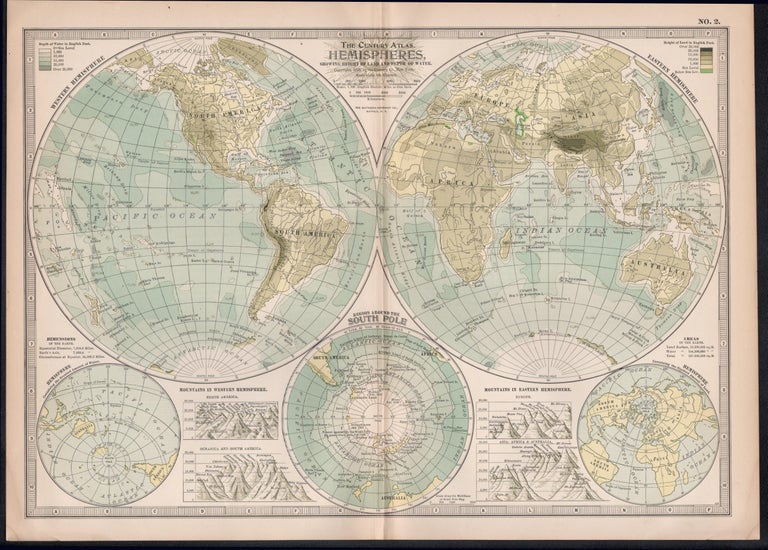 Unknown - Hemispheres Showing Height of Land and Depth of Waters ...