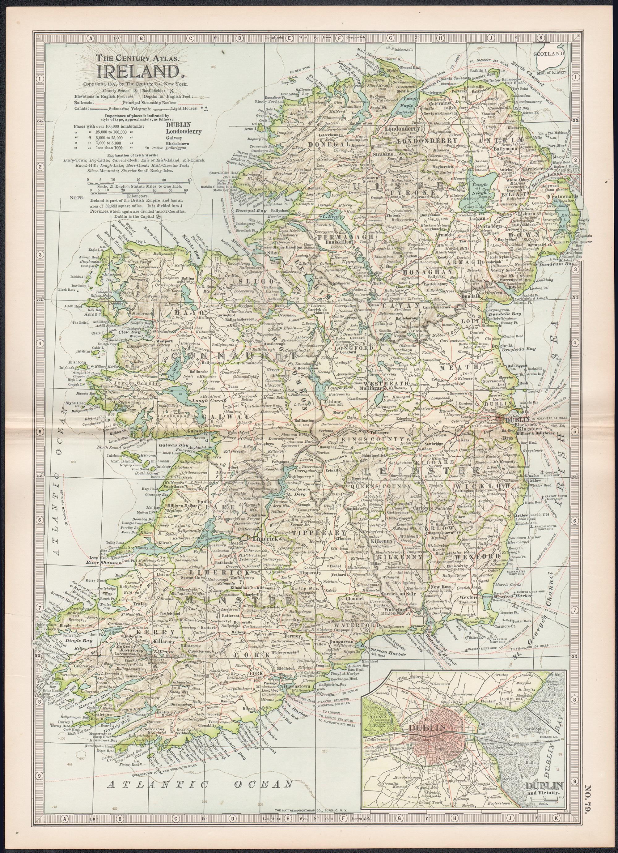 Unknown - Ireland. Century Atlas antique vintage map For Sale at ...