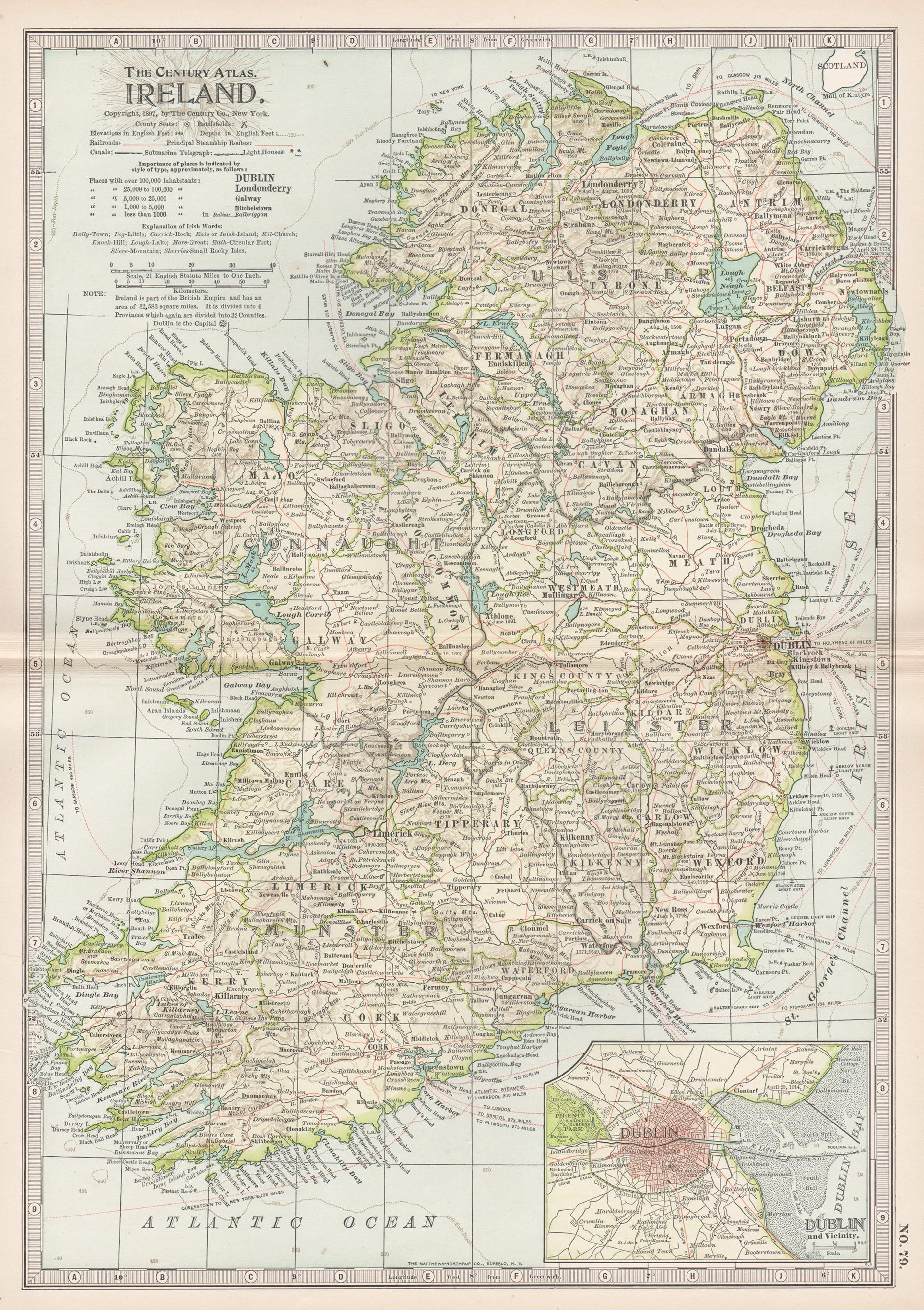 Unknown - Ireland. Century Atlas antique vintage map For Sale at ...