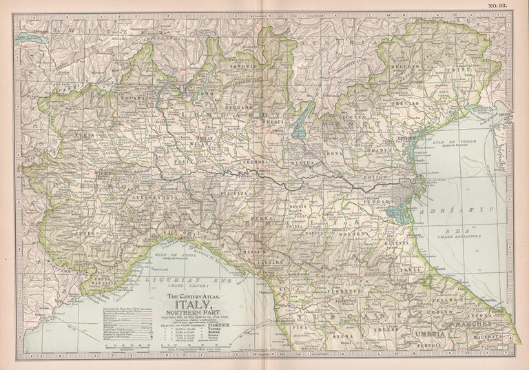 Unknown - Italy, Northern Part. Century Atlas antique vintage map For Sale at 1stDibs