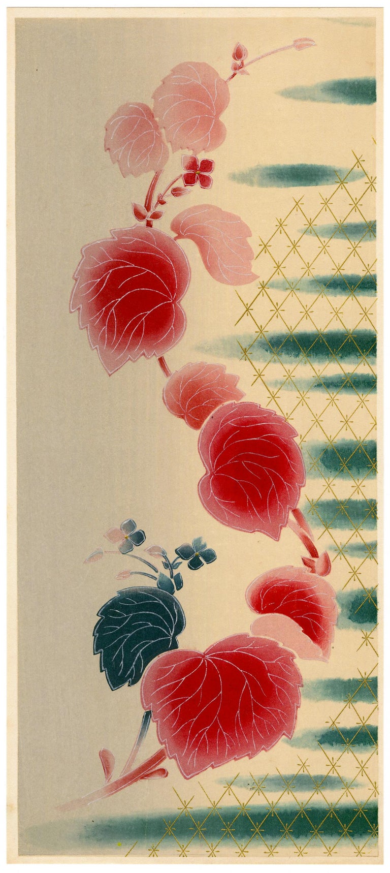 Unknown - Japanese Kimono Fabric Design — Colour Woodblock Print, c ...