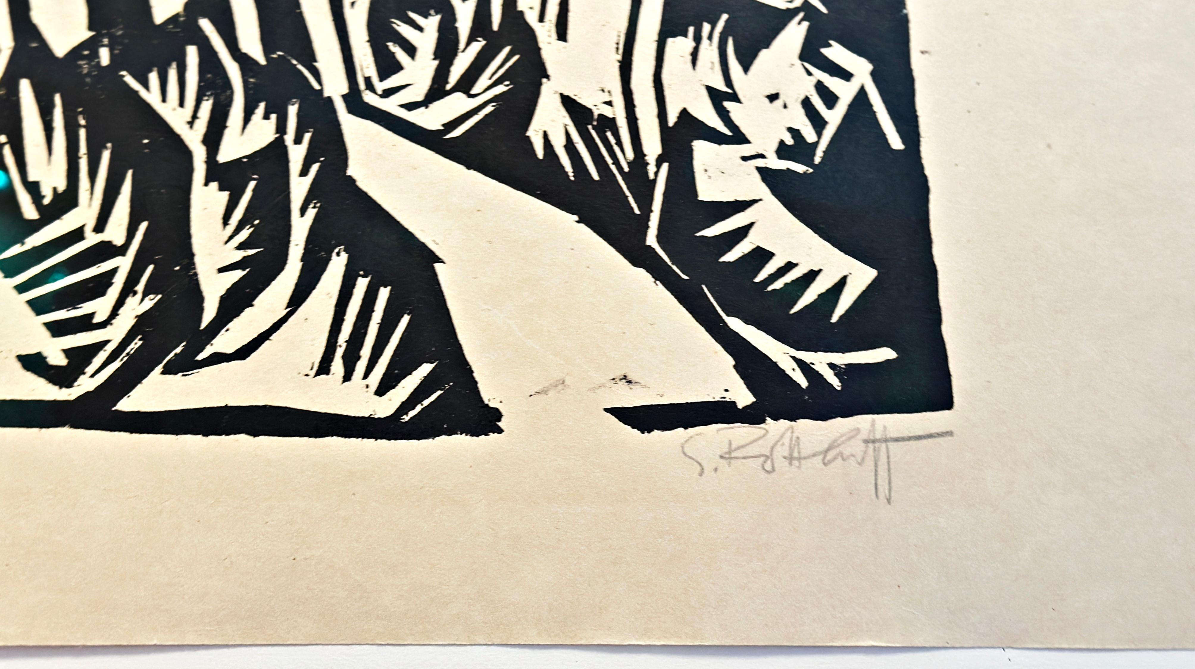 Unknown - Karl Schmidt-Rottluff Haus mit Pappeln 1913 Woodcut German ...