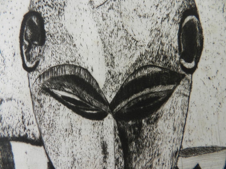 Unknown - Midcentury African Mask Lithograph French signed For Sale at ...