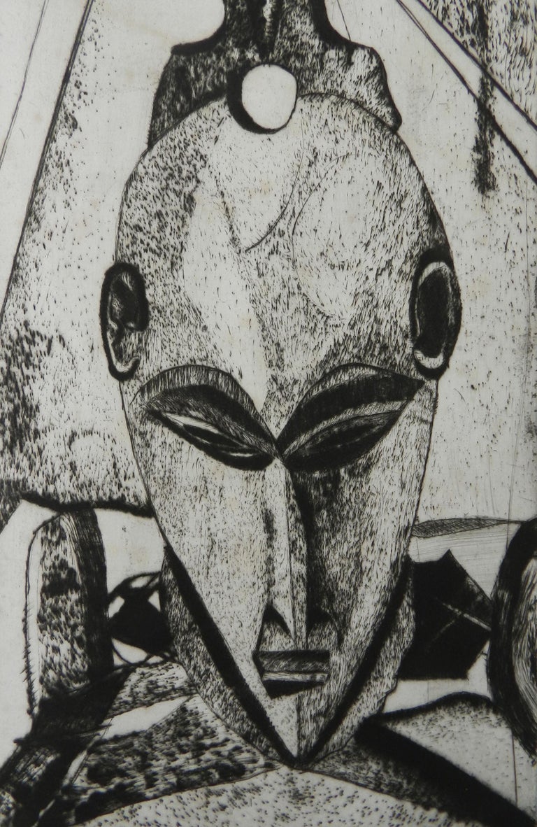 Unknown - Midcentury African Mask Lithograph French signed For Sale at ...