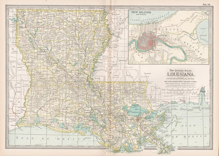 Unknown - Louisiana. USA Century Atlas state antique vintage map For ...