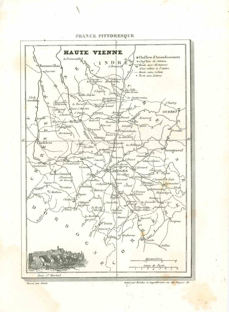 Unknown - Map of Haute Vienne - Original Lithograph - 19th Century For ...