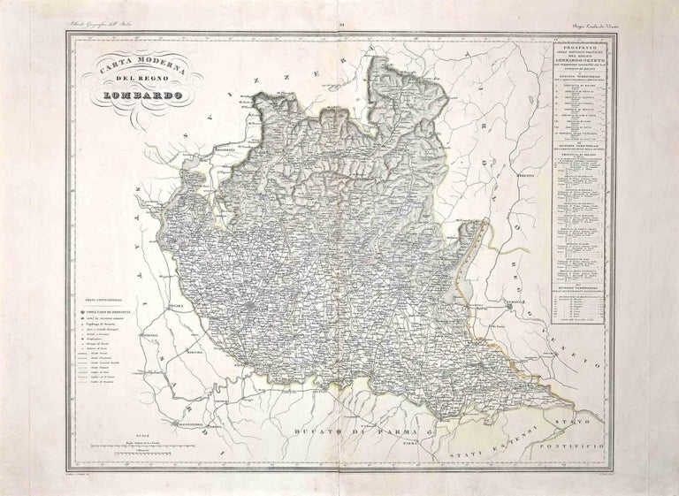 Unknown - Map of Lombardy - Original Etching - 19th Century For Sale at ...