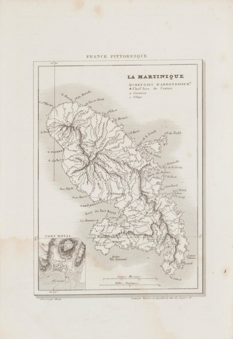 Unknown - Map Of Martinique - Etching - 19th Century For Sale at 1stDibs