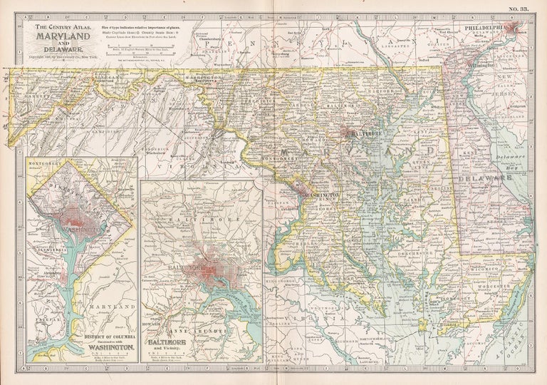 Unknown - Maryland and Delaware. USA. Century Atlas state antique ...