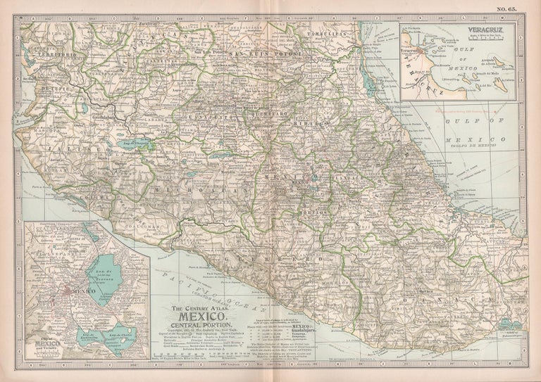 Unknown - Mexico. Central Portion. Century Atlas antique vintage map For Sale at 1stDibs