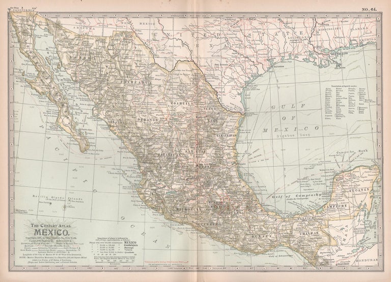 Unknown - Mexico. Century Atlas antique vintage map For Sale at 1stDibs