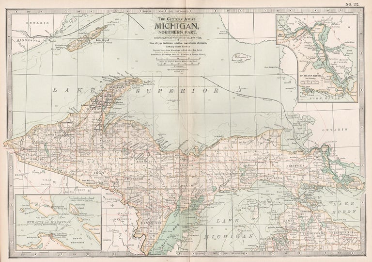 Unknown - Michigan, Northern Part. USA. Century Atlas state antique ...