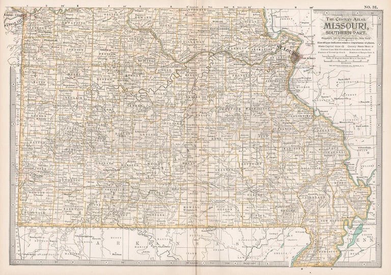 Unknown - Missouri. Southern Part. USA. Century Atlas state antique ...