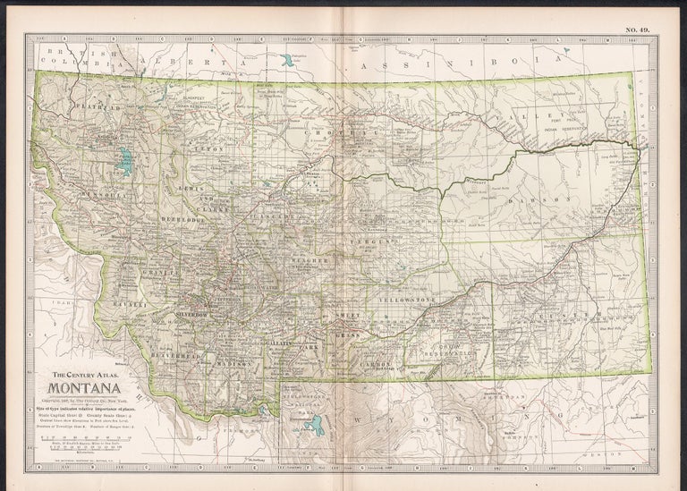 Unknown - Montana. USA. Century Atlas state antique vintage map For Sale at 1stDibs