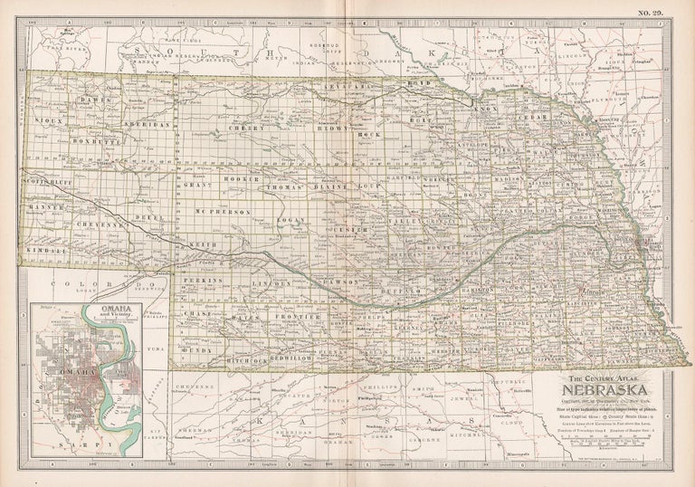 Unknown - Nebraska. USA. Century Atlas state antique vintage map For ...