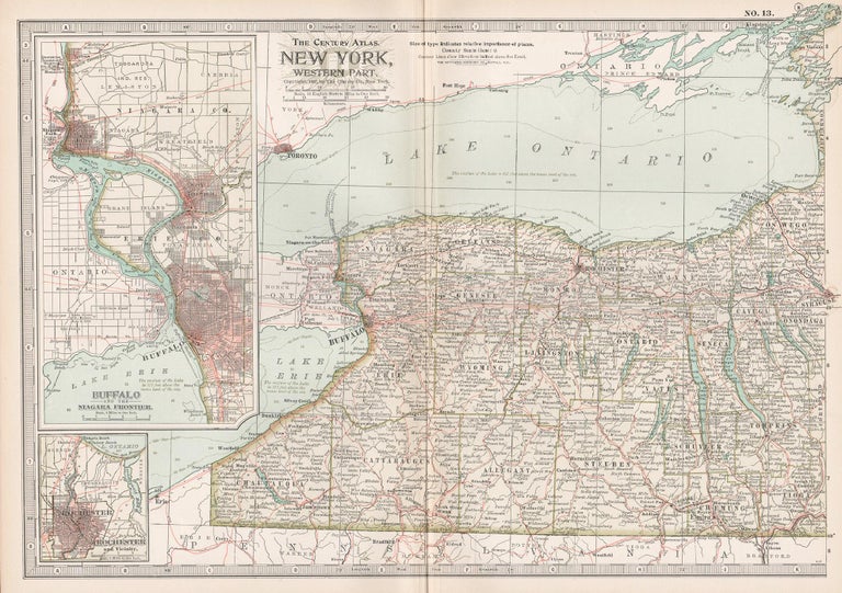 Unknown - New York, Western Part. USA. Century Atlas state antique vintage map For Sale at 1stDibs