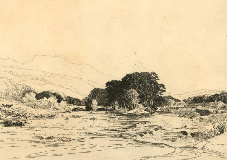 Unknown - Niels M. Lund (1863-1916) - Signed c. 1916 Etching, Killin ...