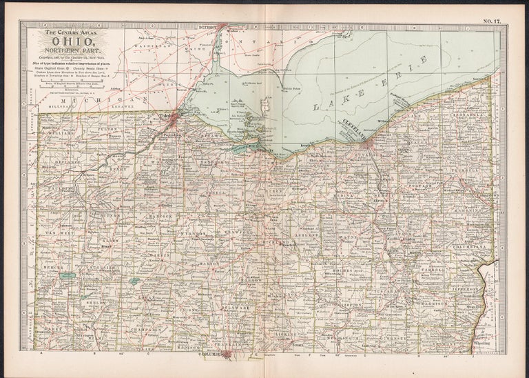 Unknown - Ohio, Northern Part. USA. Century Atlas state antique vintage ...