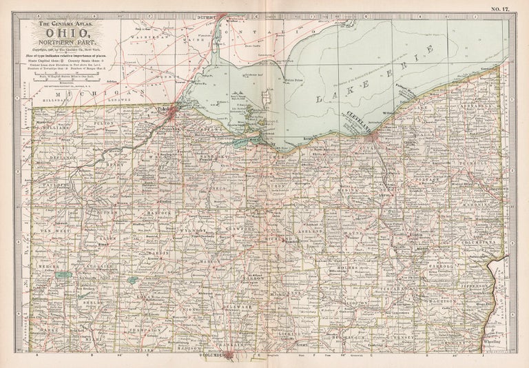 Unknown - Ohio, Northern Part. USA. Century Atlas state antique vintage ...