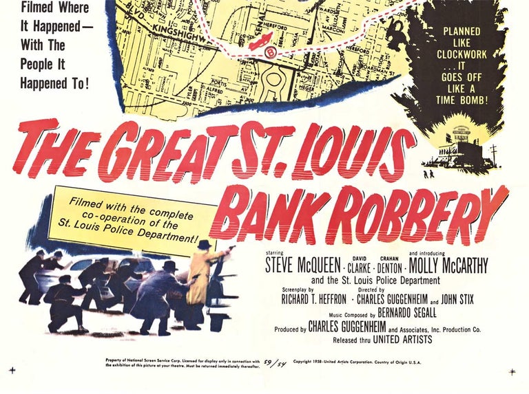 Unknown - Original 1959 "The Great St. Louis Bank Robbery" U S 1 sheet ...