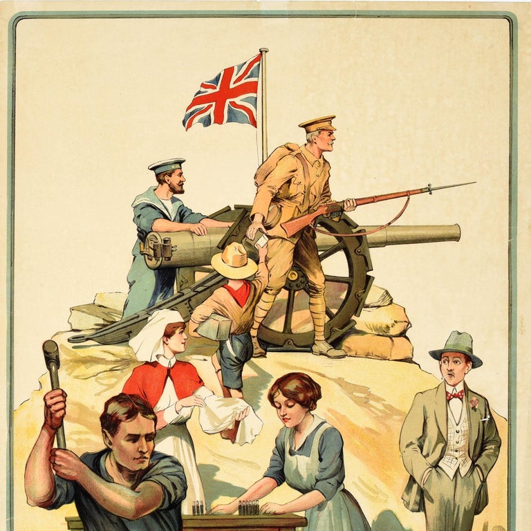 Unknown - Original Antique British War Recruitment Propaganda Poster ...