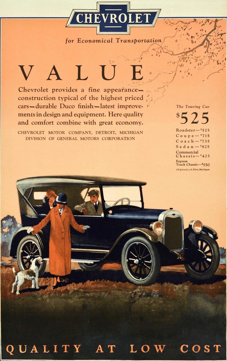 Unknown - Original Antique Car Advertising Poster Chevrolet Automobile ...