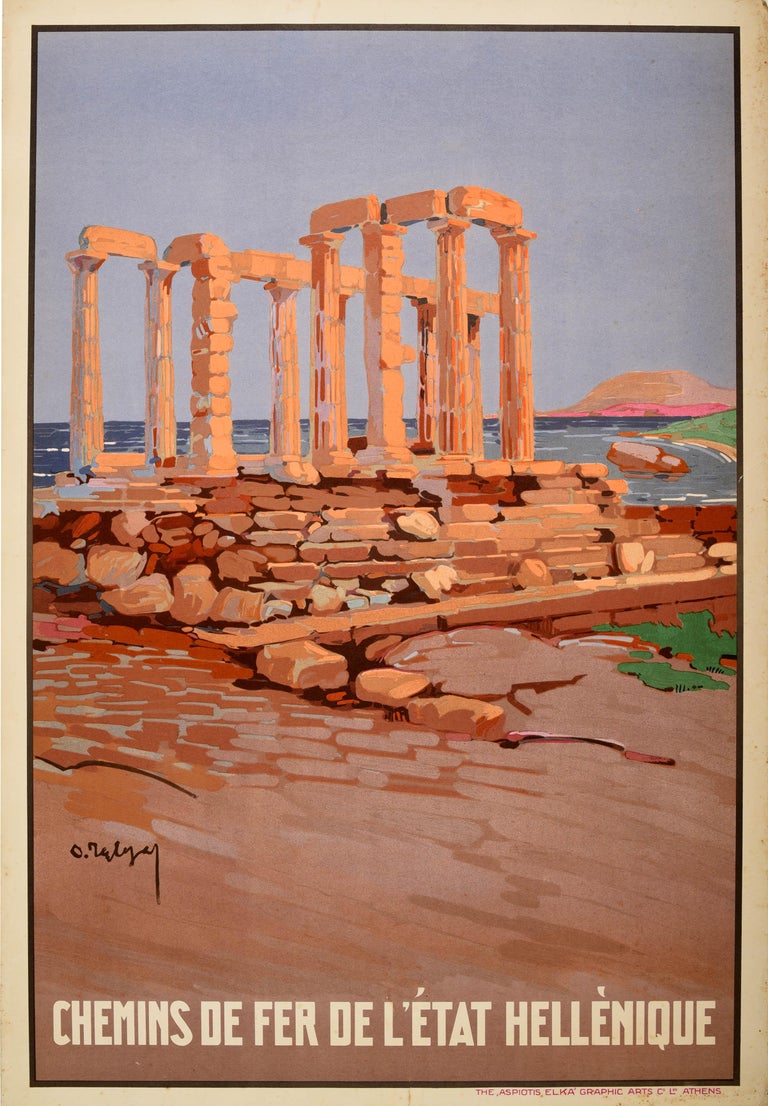 Unknown - Original Antique Poster Greece Hellenic State Railway Ancient ...