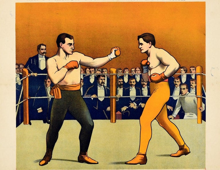 Unknown - Original Antique Sport Poster International American Boxing ...