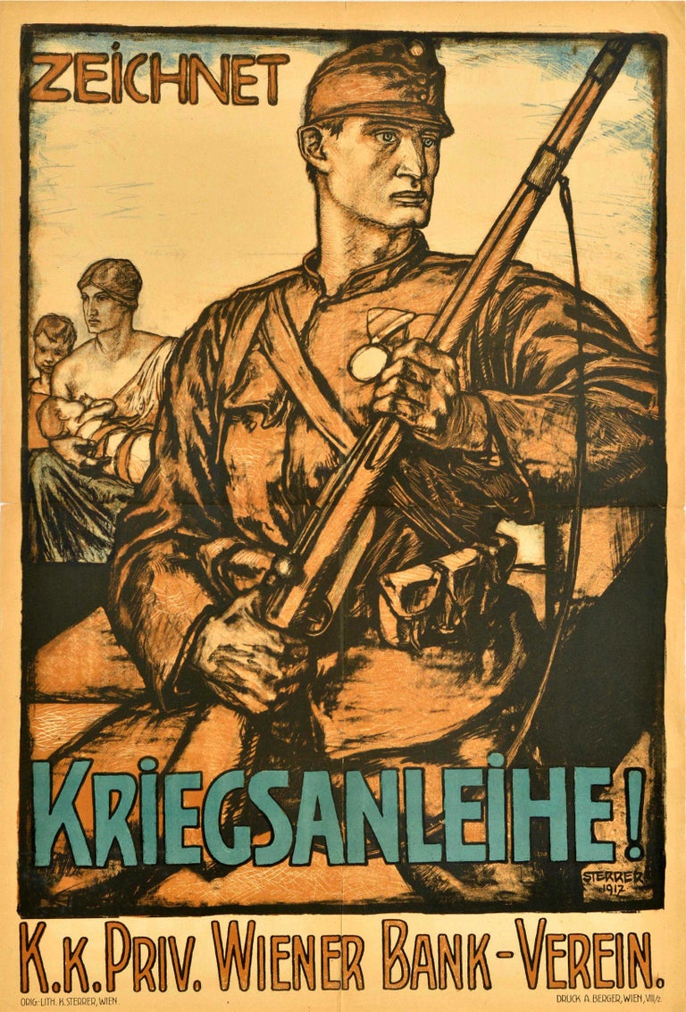 Unknown - Original Antique War Bond Poster Austrian War Loan Viennese ...