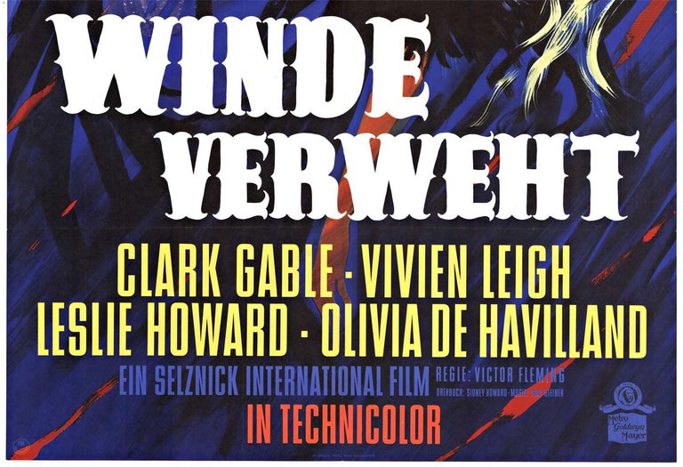 Unknown - Original 'Gone with the Wind" vintage German movie poster For ...
