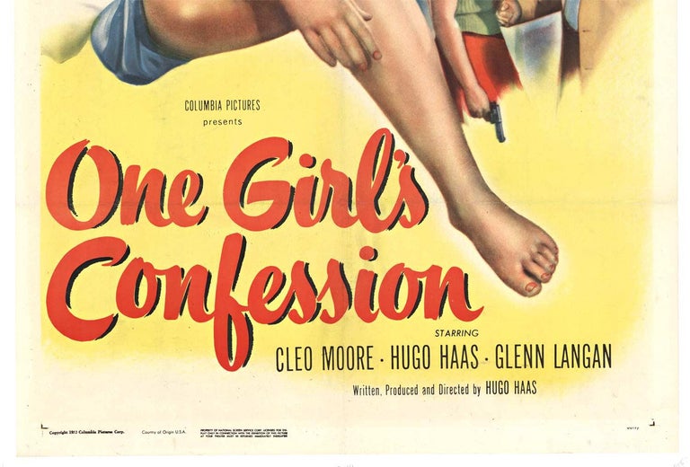 Unknown - Original "One Girl''s Confession" US 1-sheet vintage poster ...