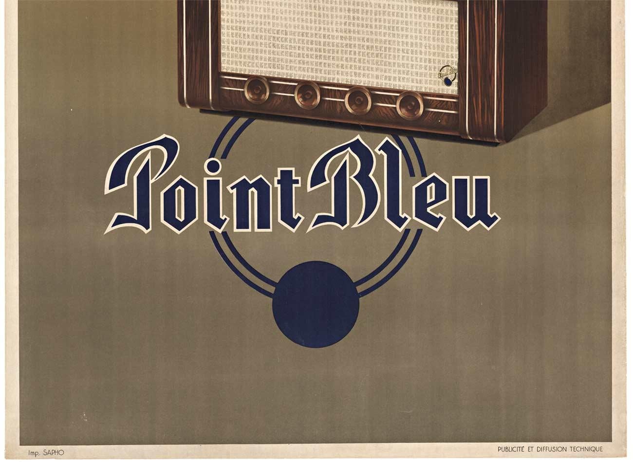Unknown - Cartel original de radio francesa art decó "Point Bleu en ...