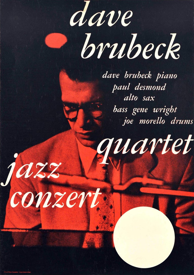 Unknown - Original Vintage Advertising Poster Dave Brubeck Quartet Jazz ...