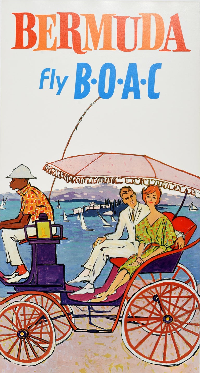 Unknown - Original Vintage Airline Travel Poster Bermuda Fly BOAC ...