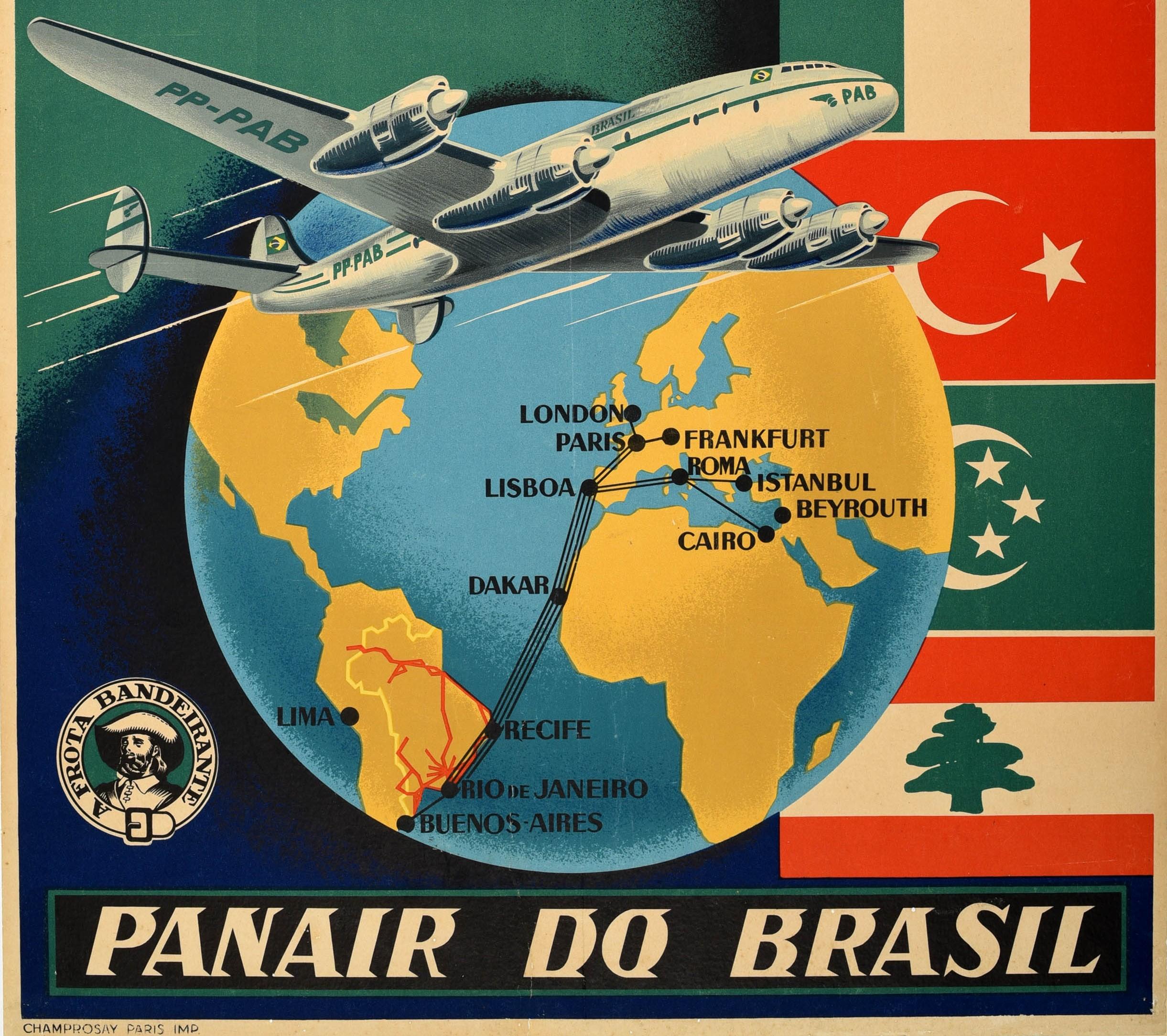 Unknown - Original Vintage Airline Travel Poster Panair Do Brasil ...
