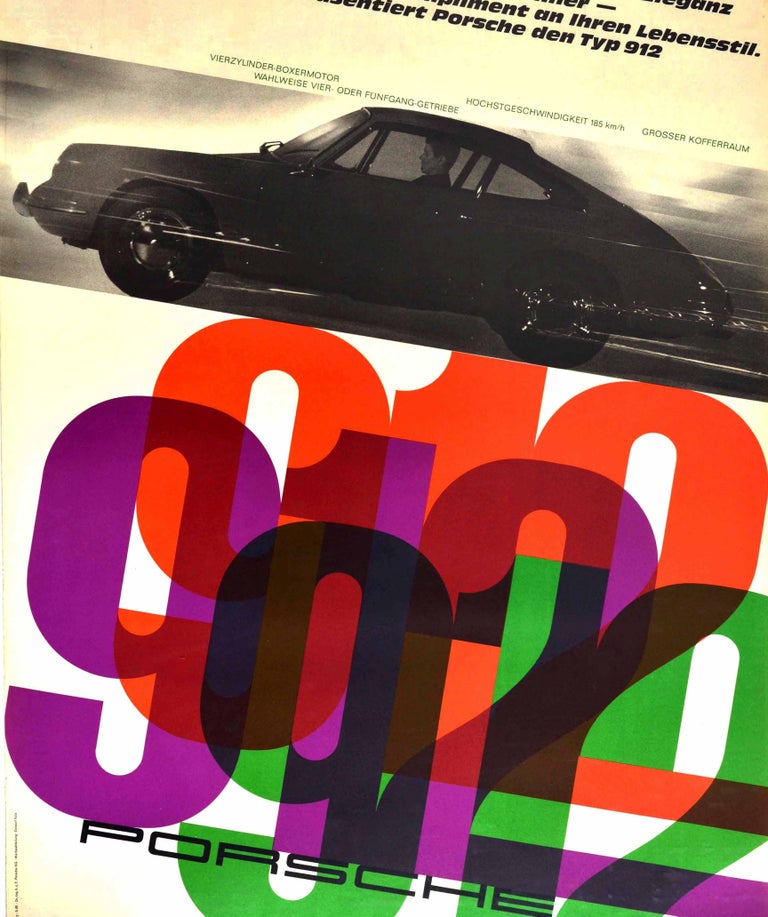 Unknown - Original Vintage Car Poster Porsche 912 Character Elegance ...