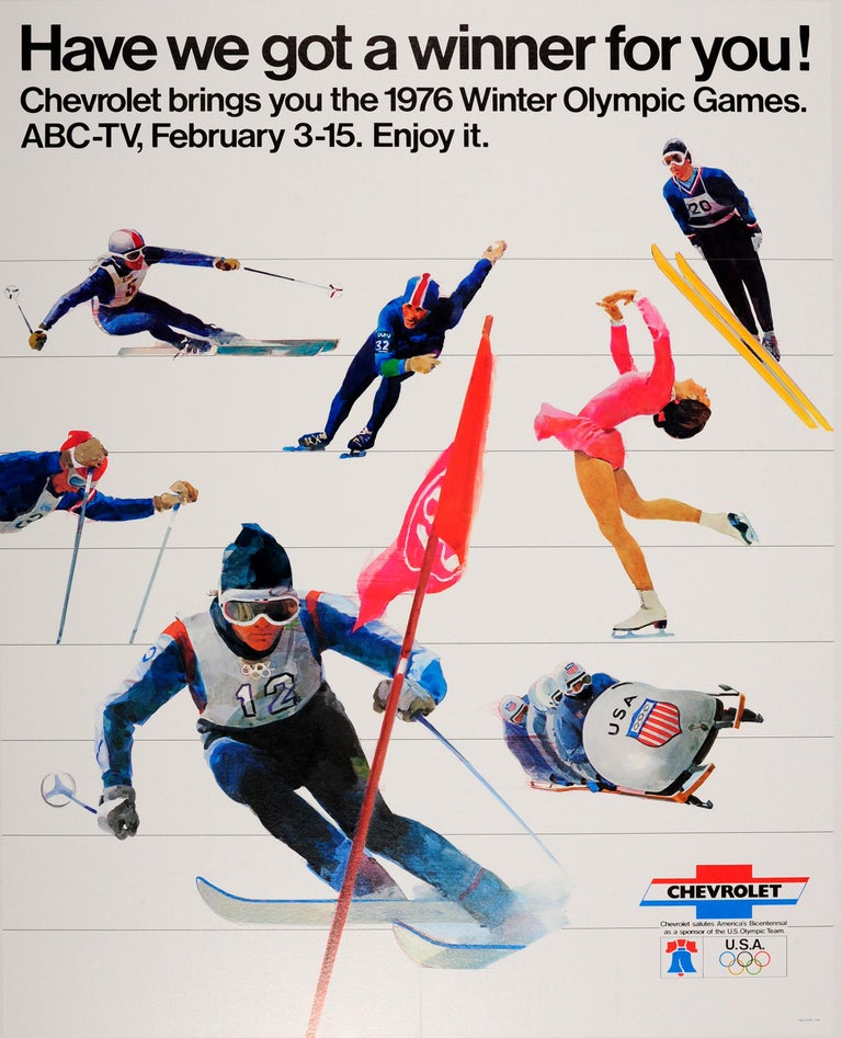 Unknown - Original Vintage Chevrolet US Team Sport Poster 1976 Winter ...
