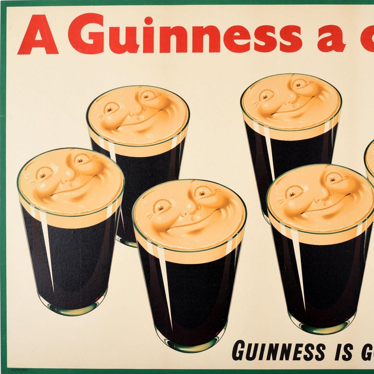 Unknown - Original Vintage Drink Advertising Poster Guinness A Day Is ...